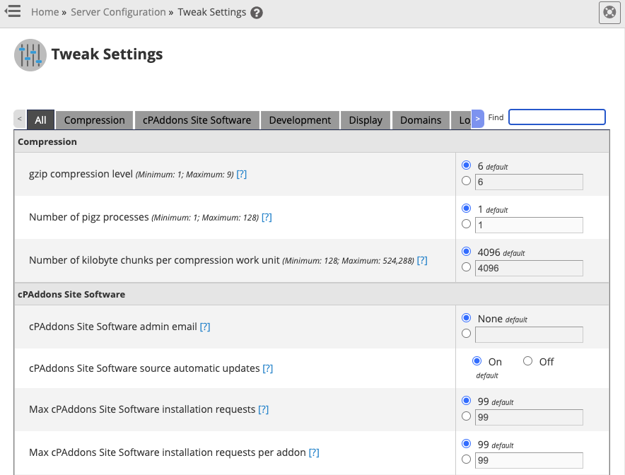 How to configure cPanel & WHM settings using 'Tweak Settings' – cPanel