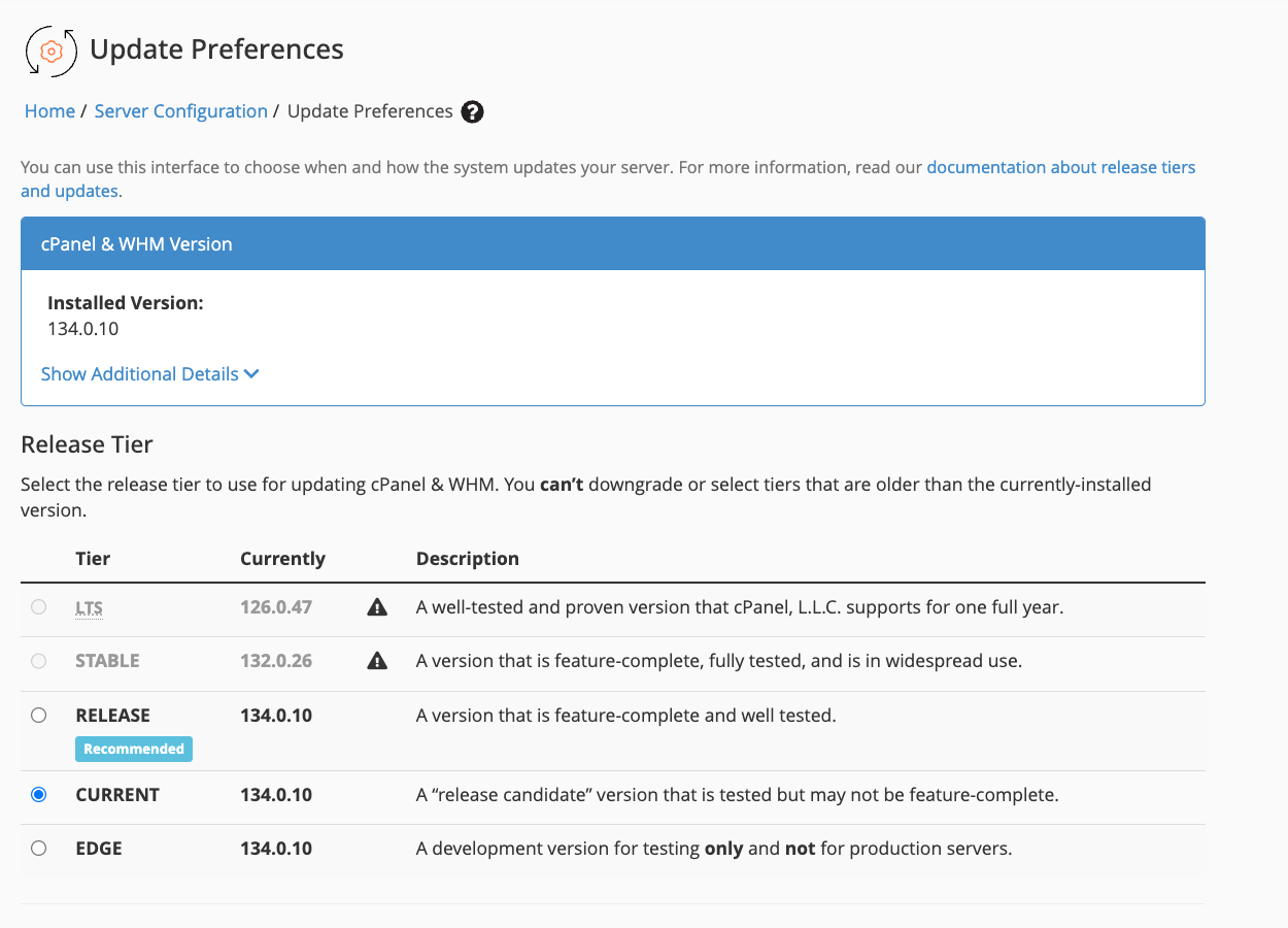 How do I know if there is an update available for cPanel? – cPanel